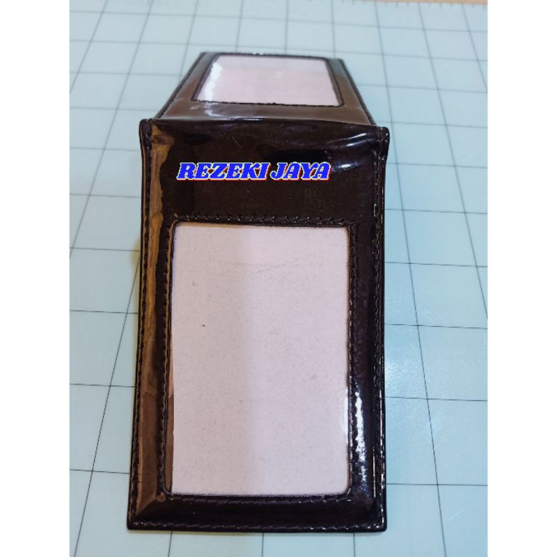 Jual ID Card saku Kulit Magnet Dompet Kartu Name Tag saku Hitam Kilap ...