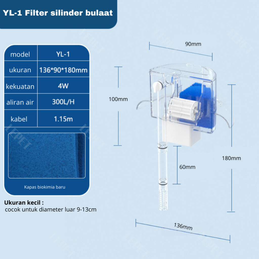 Jual LEPET FILTER AQUARIUM BULAT YL-1/YL-3/YL-5/YL-7 | Shopee Indonesia