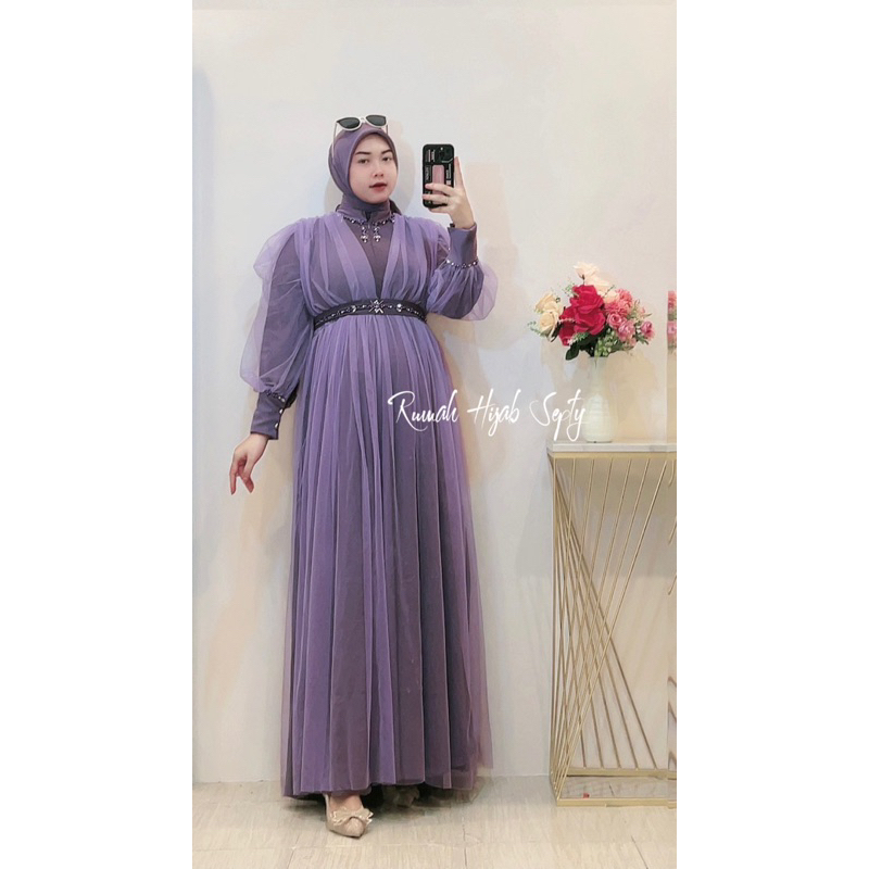 Jual BESTSELLER - Aysel gamis crinkle airflow kombinasi tile jumbo ...