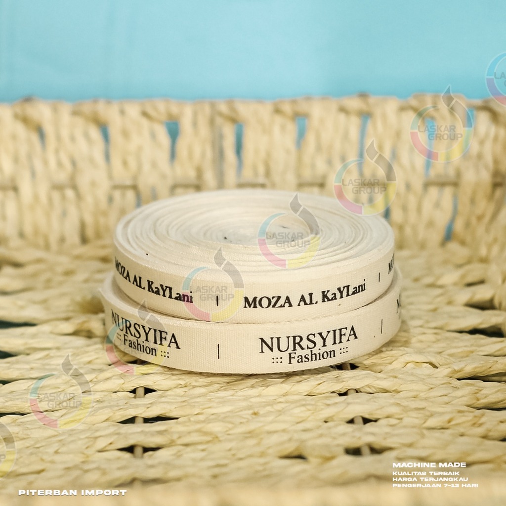 Jual label katun 1 roll 15 meter/ cetak 2-3 hari jadi/ label hijab ...