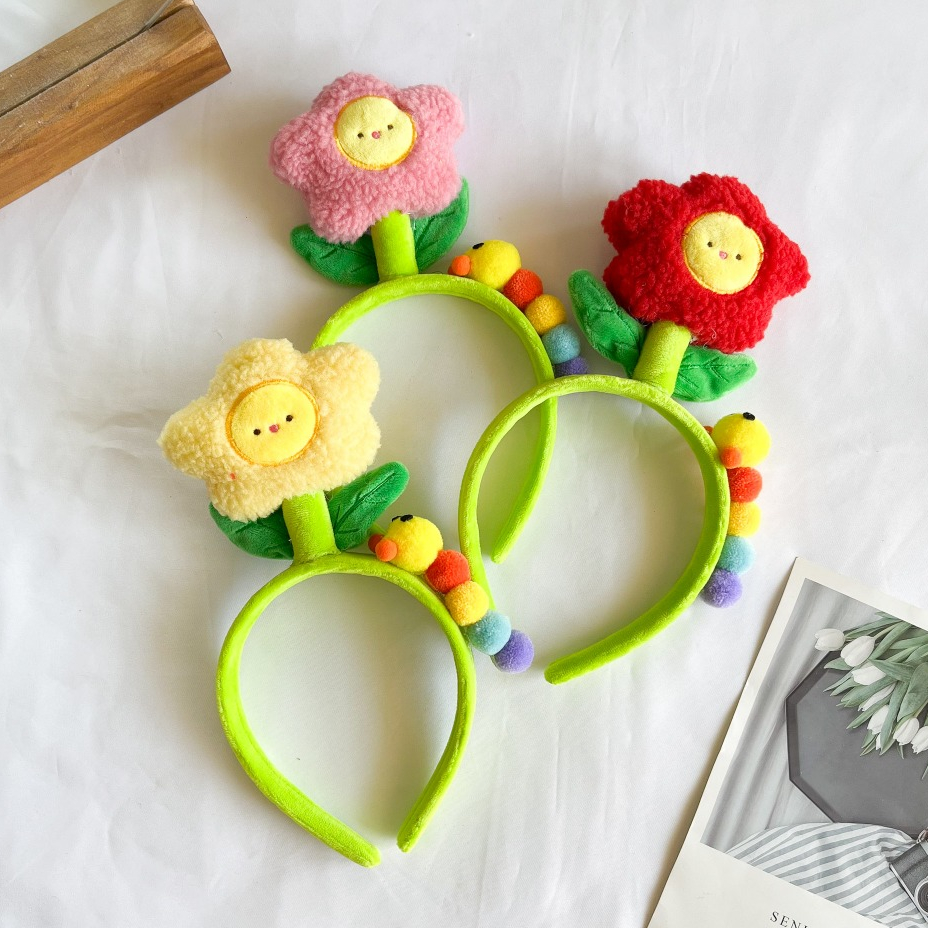 Jual Bando Bunga Ulat Premium Headband Bando Korea Bandana Lucu Unik ...