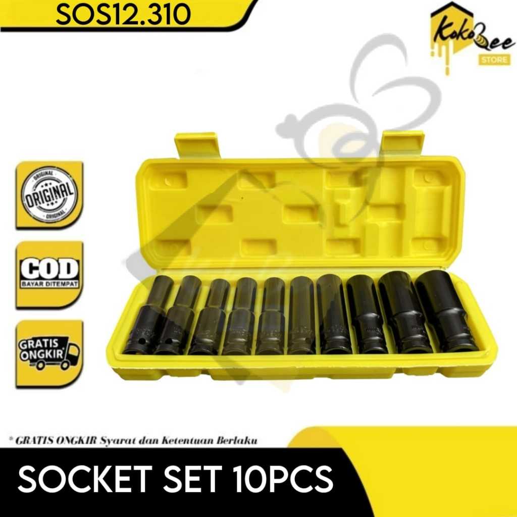 Jual Impact socket set 10 Pcs 1/2 Inch 8-24MM - Extension impact socket ...