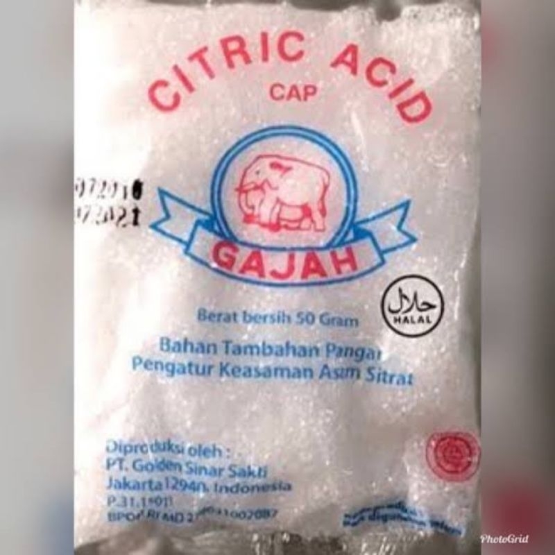 Jual Citric acid / citrun acid cap gajah 50 gram | Shopee Indonesia