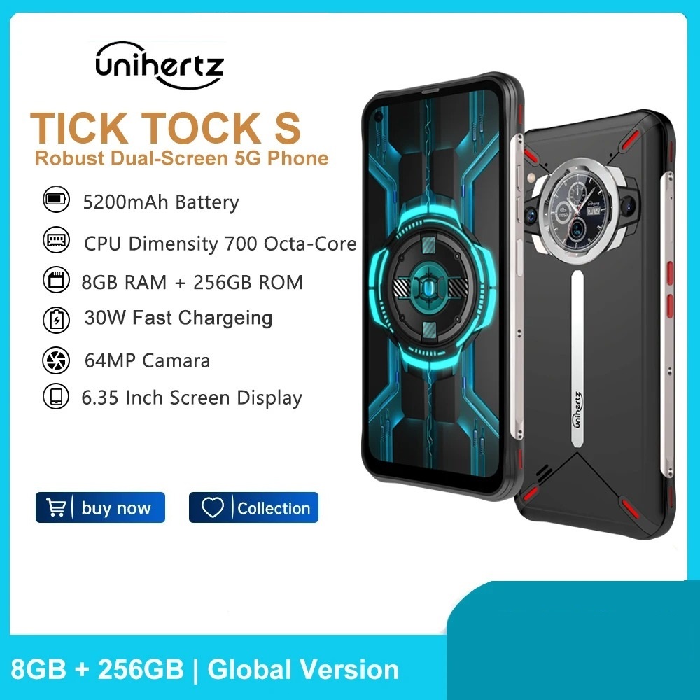 Jual Unihertz Ticktock S Rugged 5G Smartphone 8GB 256GB Cell Phone 5200mAh Mobile Phone 64MP ...