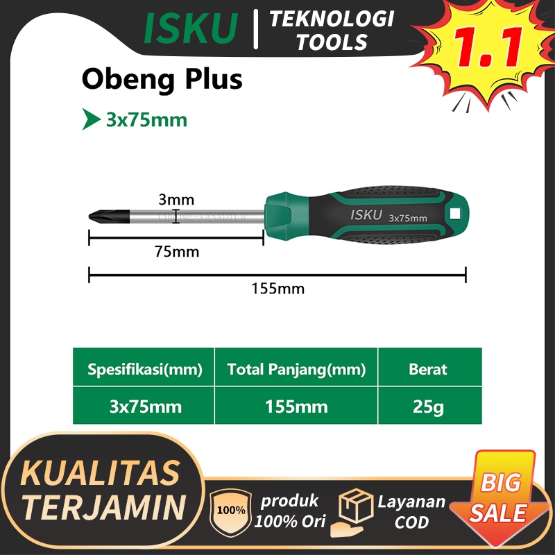 Jual ISKU Obeng set/pegangan karet,Tip Magnetic Screwdriver/obeng multi ...