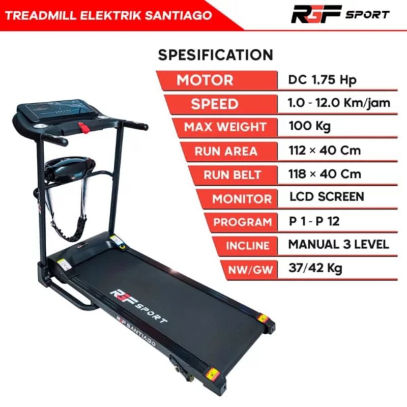Jual Alat Fitness Treadmill Elektrik RGF SPORT - Santiago | Shopee ...