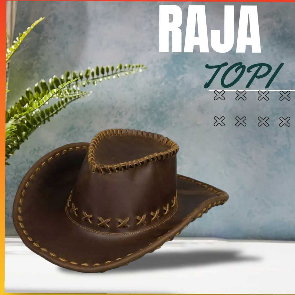 Jual Topi koboy pria kulit sapi asli crazy horse model sulam harga ...