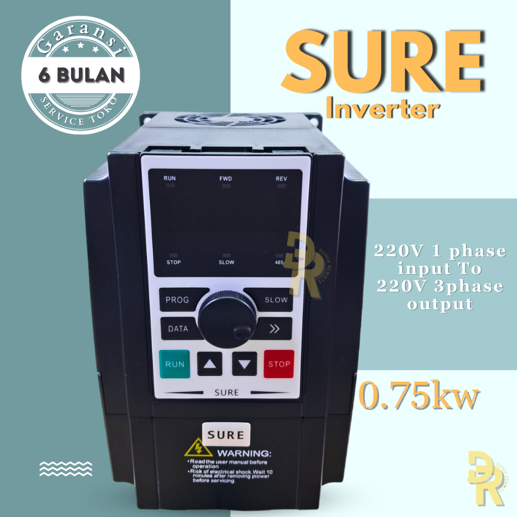 Jual SURE Inverter 0.75KW 220V 1 Phase input To 220V 3Phase output ...