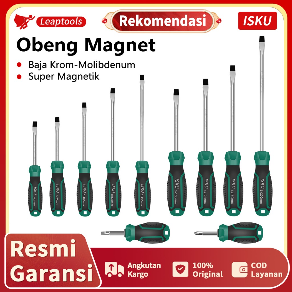 Jual ISKU Obeng Set/Obeng Magnet Min Dan Plus/Tip Magnetik Chrome ...