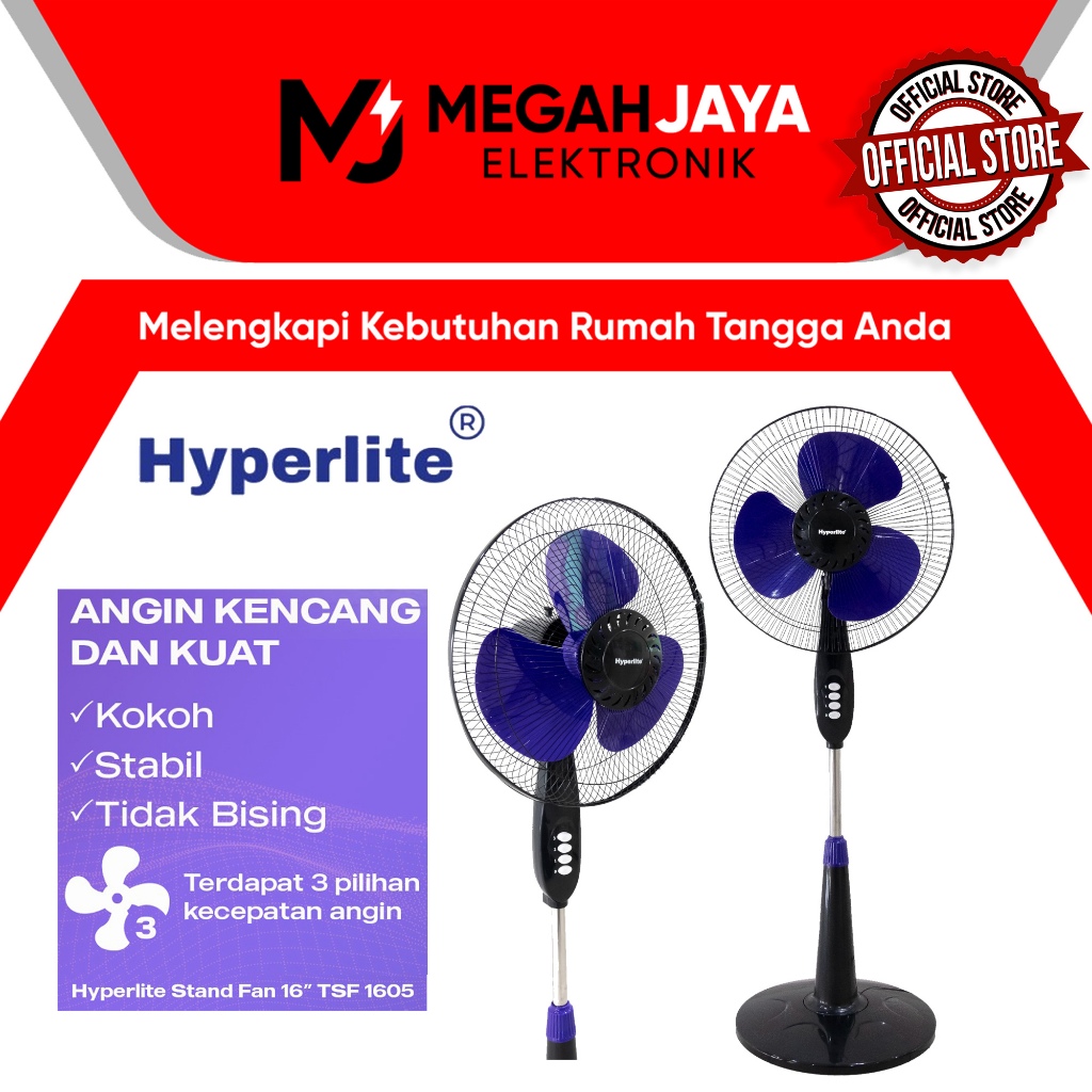 Jual [COD READY] STAND FAN / WALL FAN / KIPAS ANGIN HYPERLITE TSF 1605 / TSF1605 / TSF-1605 ...