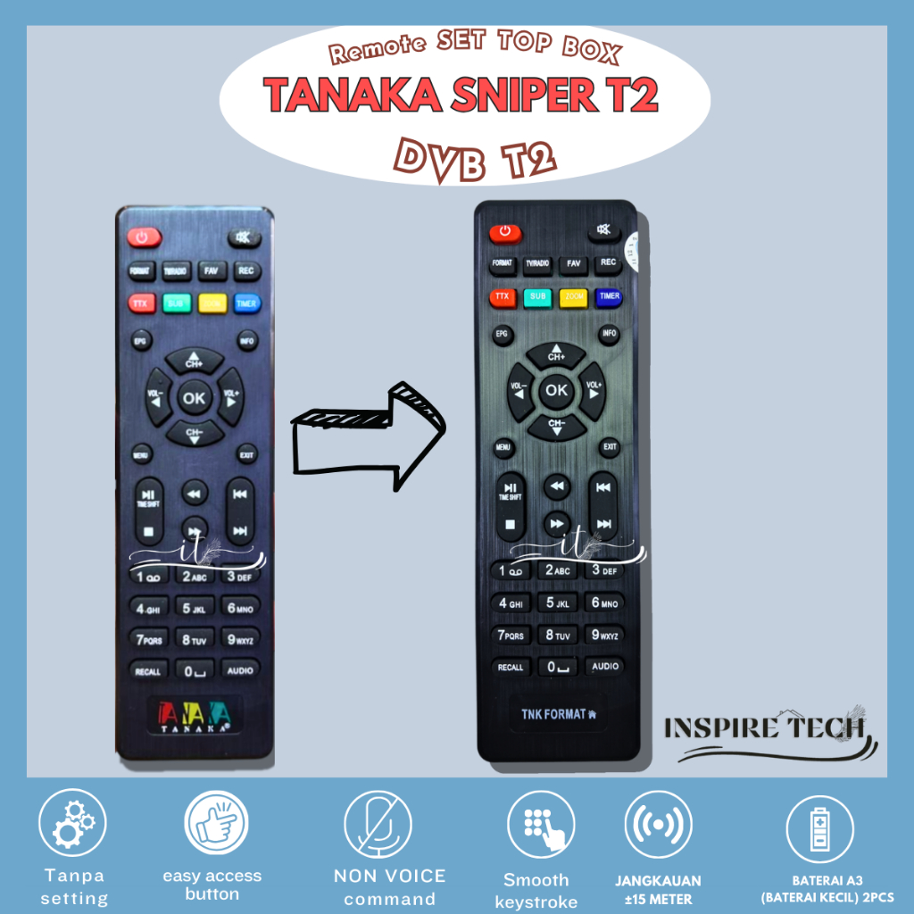 Jual Remot Remote Set Top Box DVB T2 TANAKA Sniper JURASSIC DIGITAL SET ...