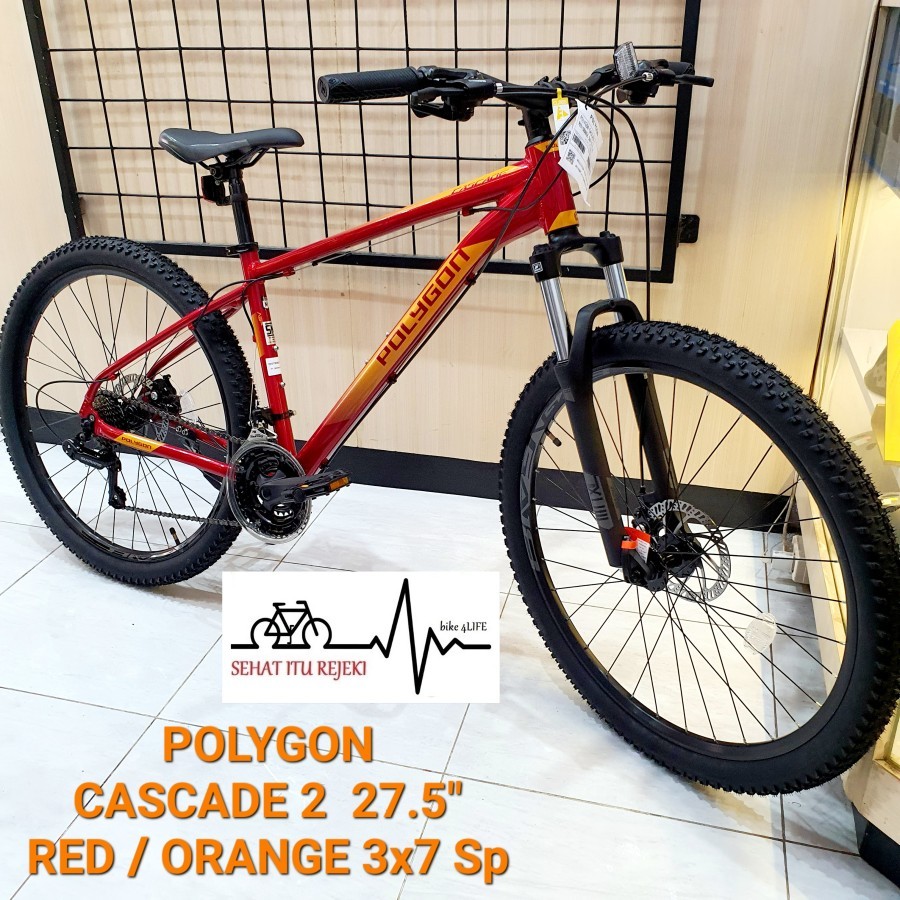 Jual SEPEDA MTB POLYGON CASCADE 2 RED - ORANGE 27.5" 3x7 SPEED | Shopee Indonesia