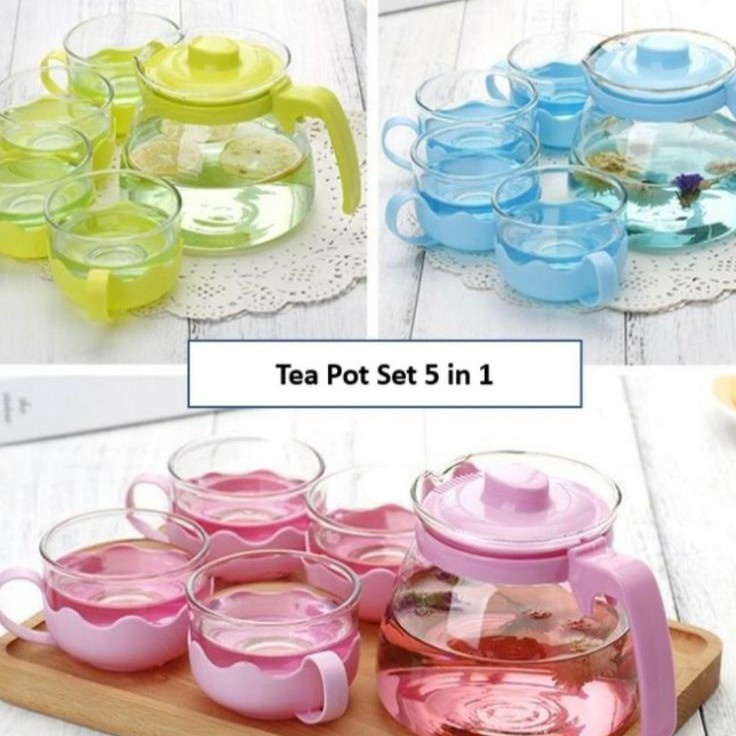 Jual Banting hargao5O9a Tea Pot Set 5 in 1 Kaca Air Minum Teapot Teko ...
