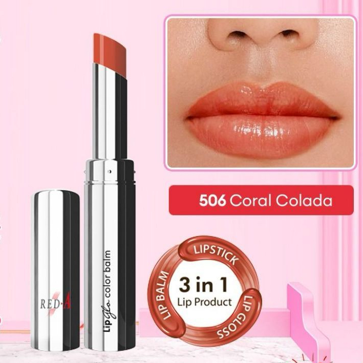 Jual RED-A LIP GLO Color Balm 3 in 1 Lipstick Viral Lipstik Lip Stik ...