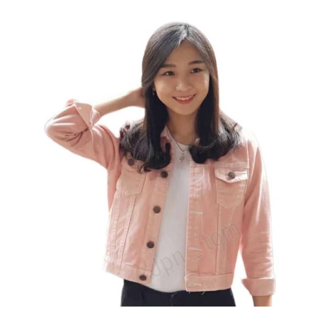 Jual Jaket Jeans Wanita Crop Polos Baby Pink Jacket Denim Cewek Cropt ...