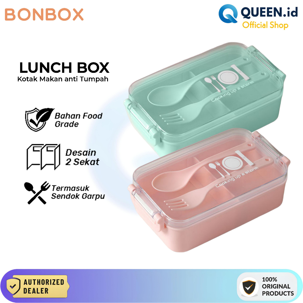 Jual BONBOX Lunch Box Kotak Makan Bekal Anti tumpah Food Grade BTW21202 | Shopee Indonesia