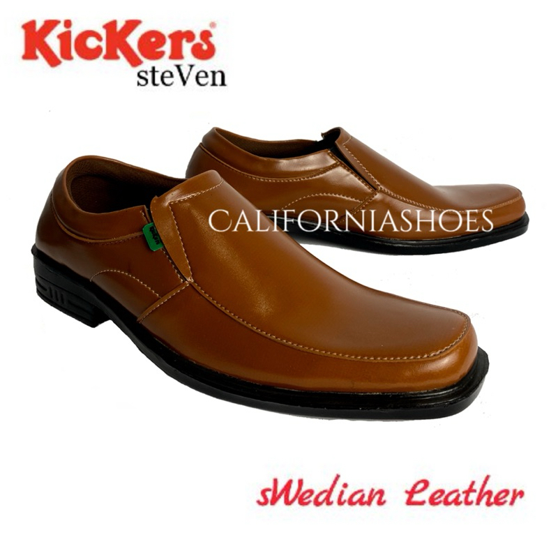 Jual Sepatu Kickers Pantofel Hitam Tan Coklat Steven Swede Leather ...