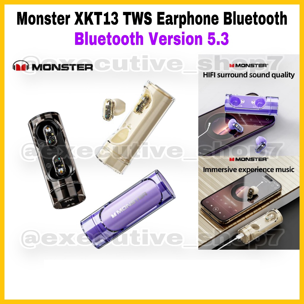 Jual Monster XKT13 TWS Earphone Bluetooth - Bluetooth Version 5.3 ...