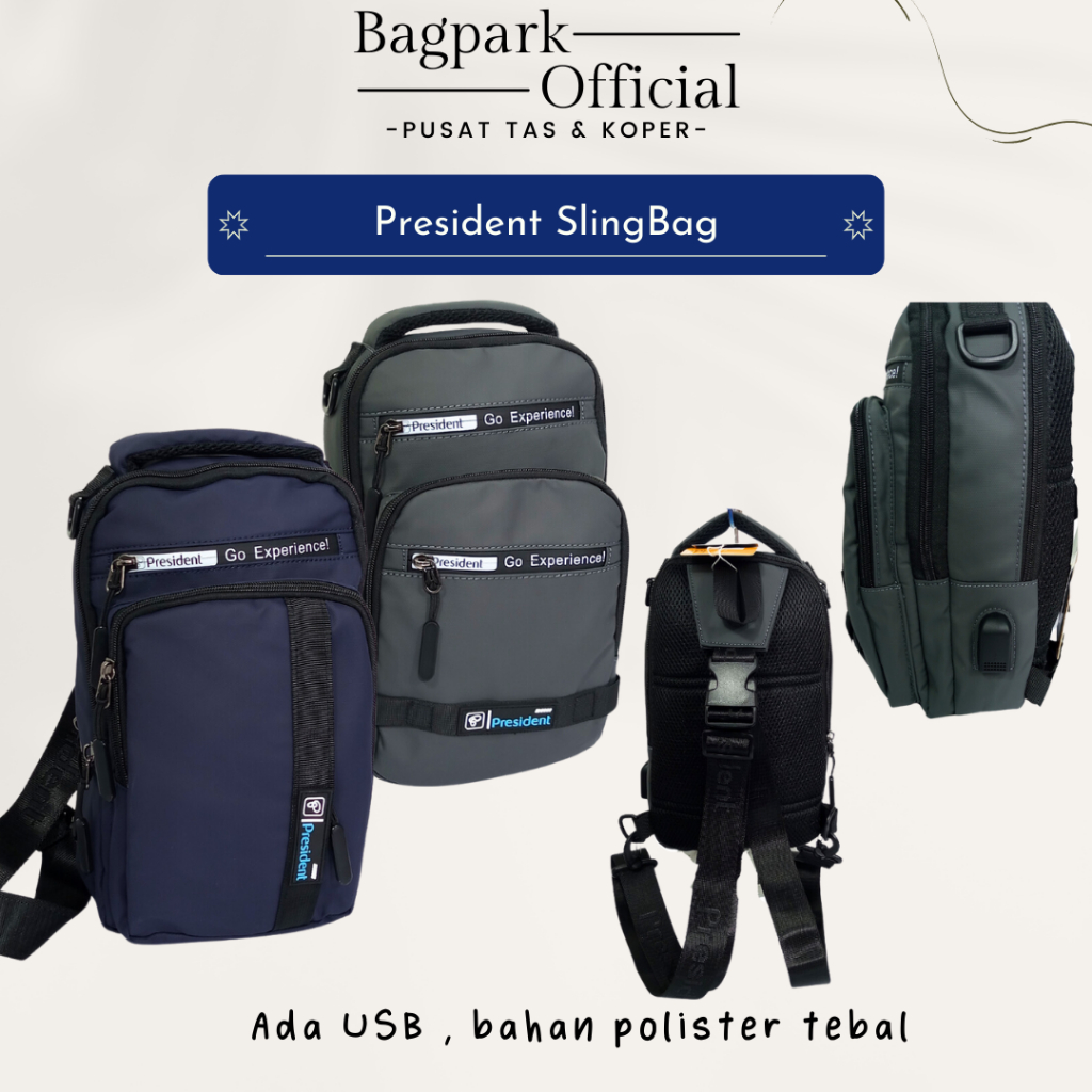 Jual Tas Selempang Pria President Poliester Tas Slingbag Pria President ...