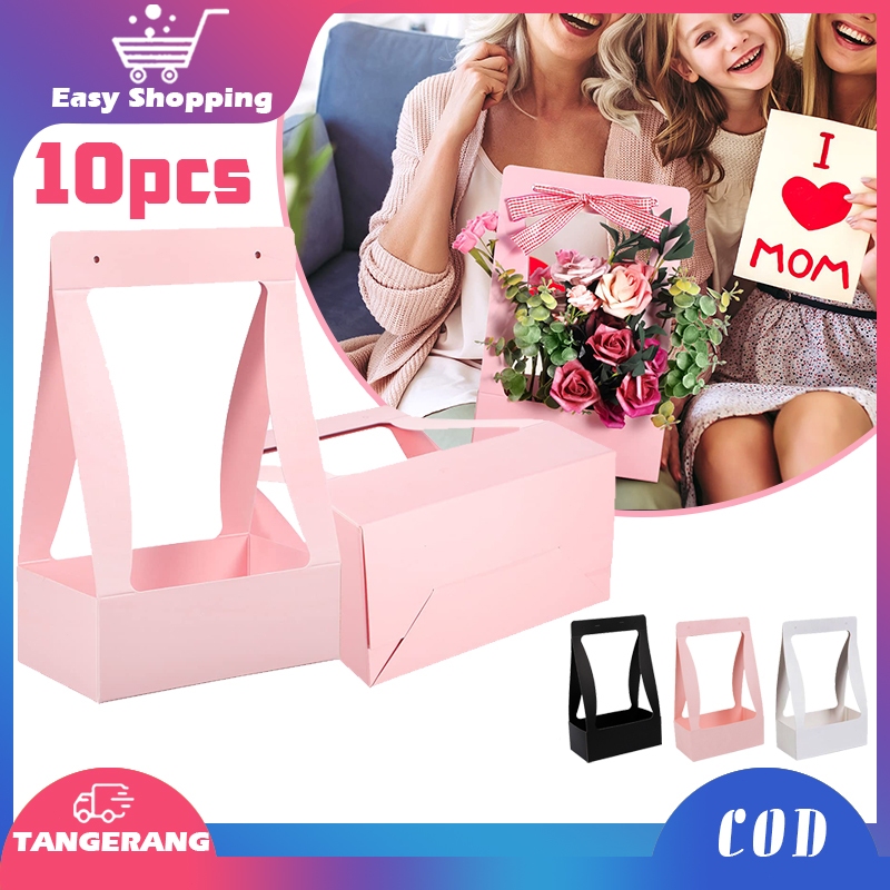 Jual 10pcs Flower Box DIY Kotak Bunga Kotak Tenteng Bunga Portable Tas ...