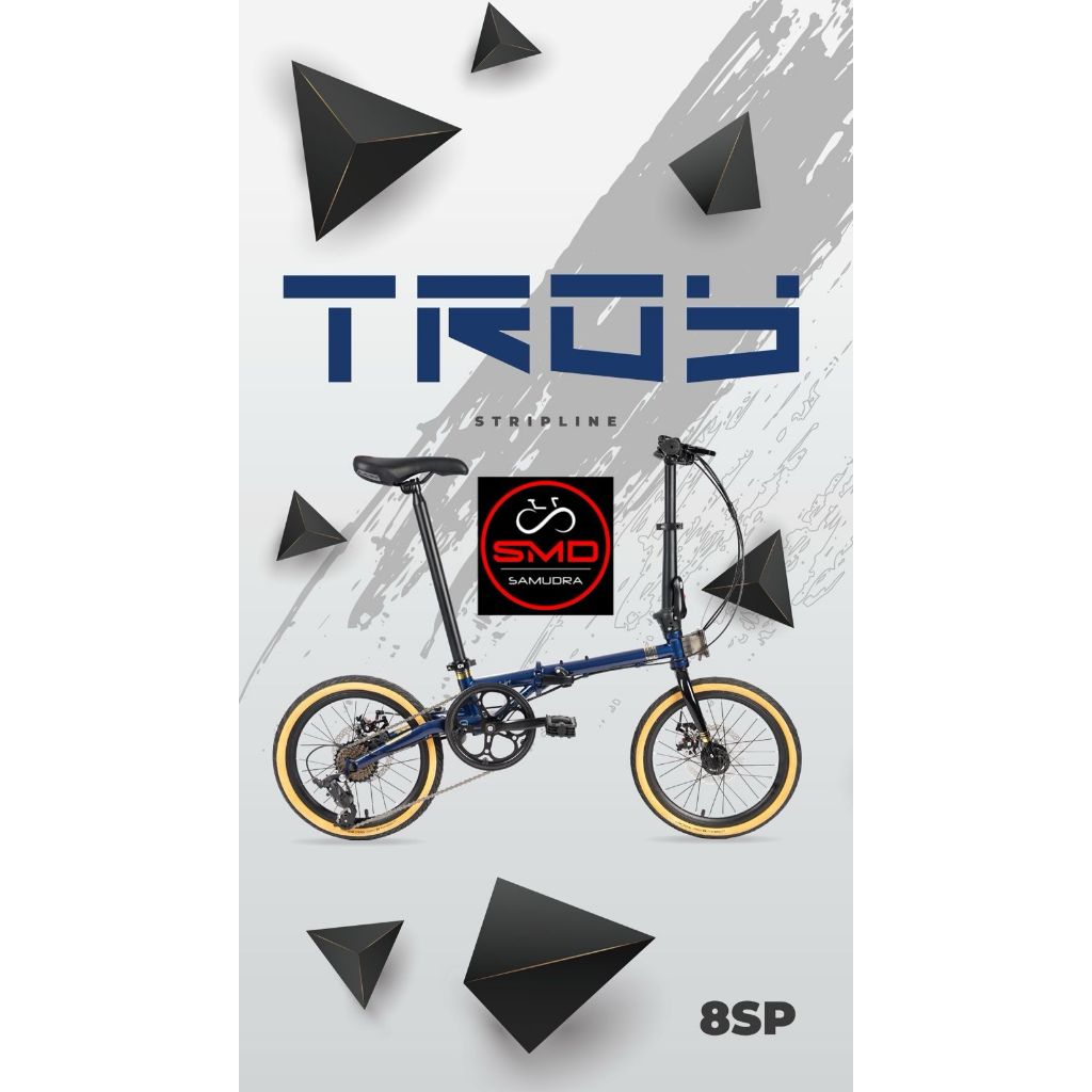 Jual Sepeda Lipat Folding 16 Element Troy Stripline 8 Speed Murah BDG | Shopee Indonesia