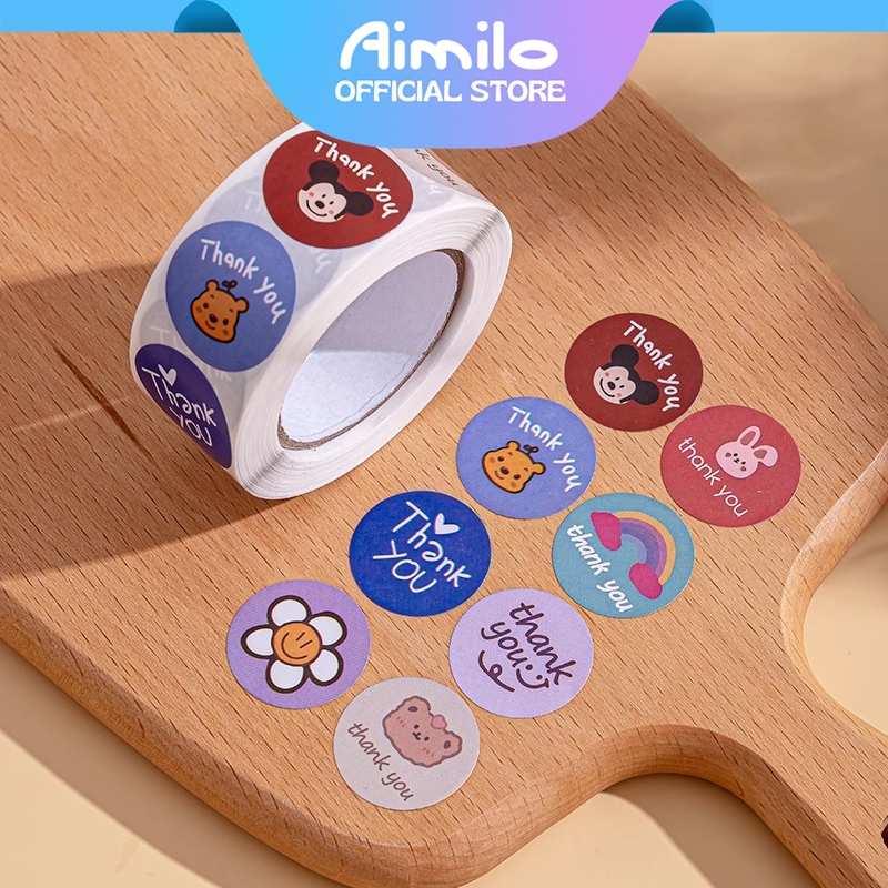 Jual [READY] Aimilo Sticker Thank You 500 pcs/Stiker Terima Kasih Warna ...