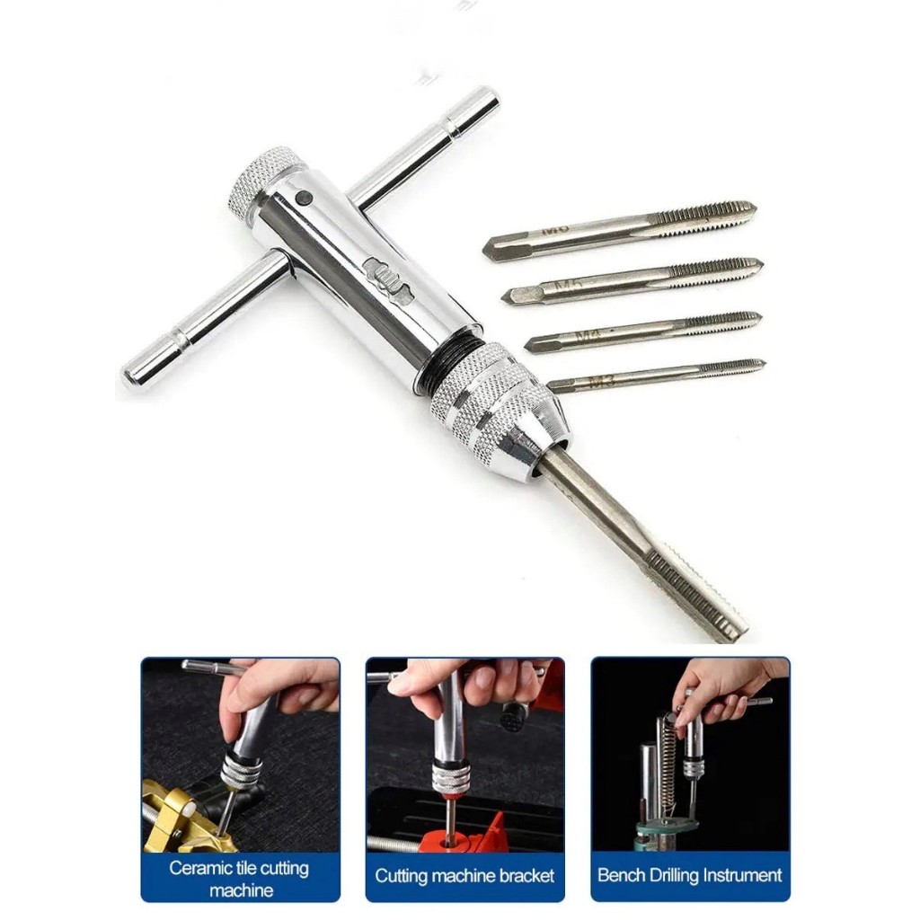 Jual Tap Snai Set Snei Manual Drat Ulir Hand Gagang Tool M3 M4 M5 M6 ...
