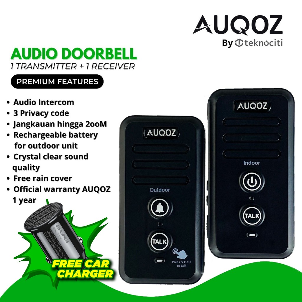 Jual AUQOZ Two-Way Wireless Audio Intercom Doorbell - Bel Pintu Rumah Voice Interkom Waterproof ...