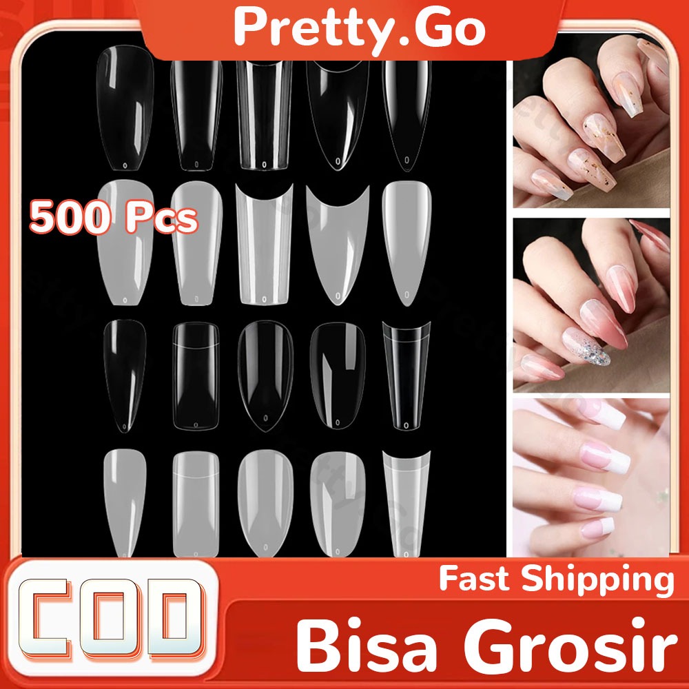 Jual 500pcs Kuku palsu stiletto pengantin panjang pendek nail art fake ...