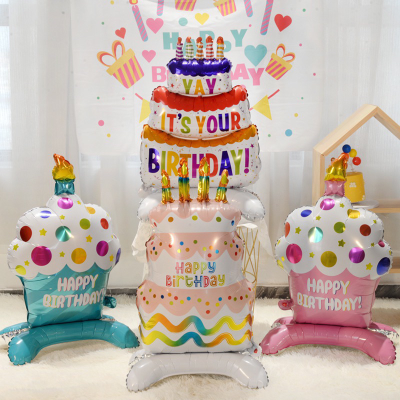 Jual Balon foil kue ulang tahun berdiri 3d / balloon happy birthday ...
