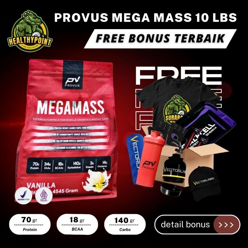 Jual Provus mega mass 10 Lbs gainer PV megamass 10lbs | Shopee Indonesia