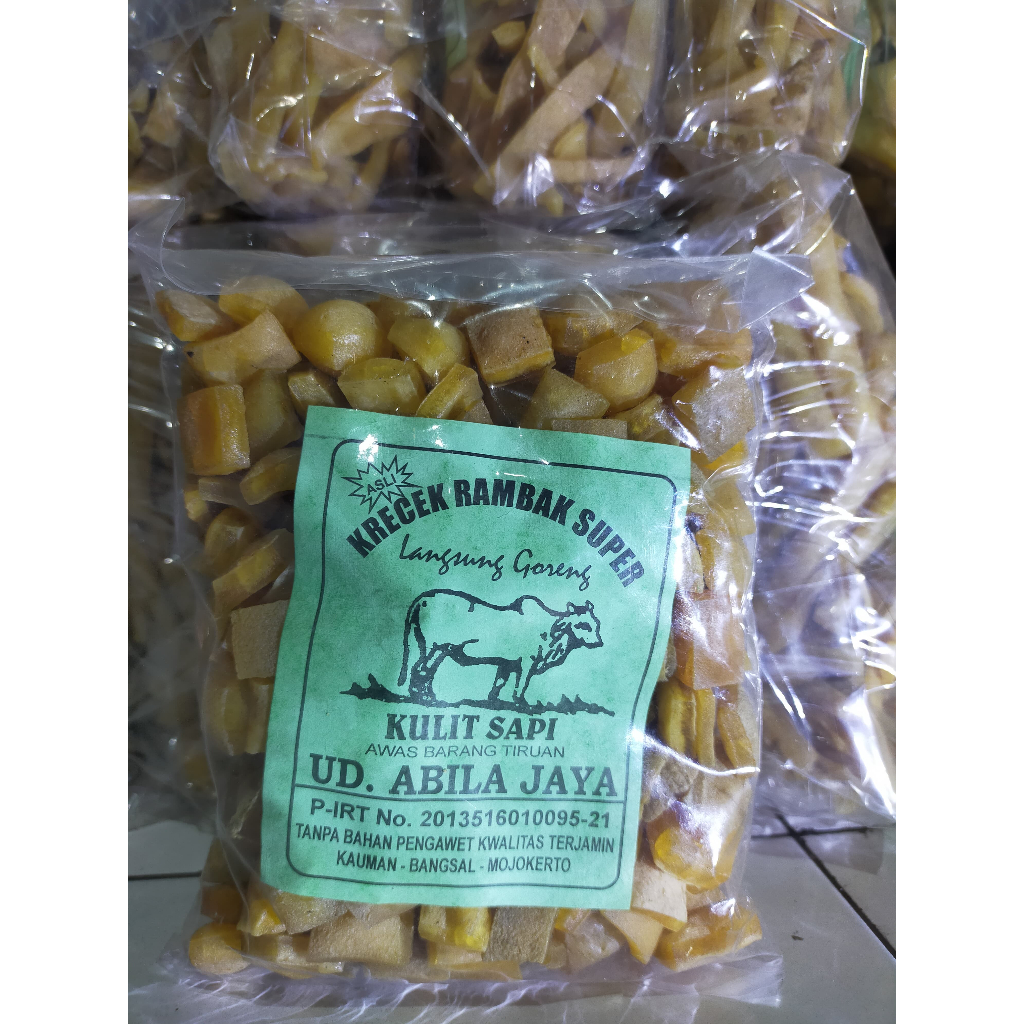 Jual kerupuk rambak kulit sapi varian kotak dadu berat 500 gram, krecek ...