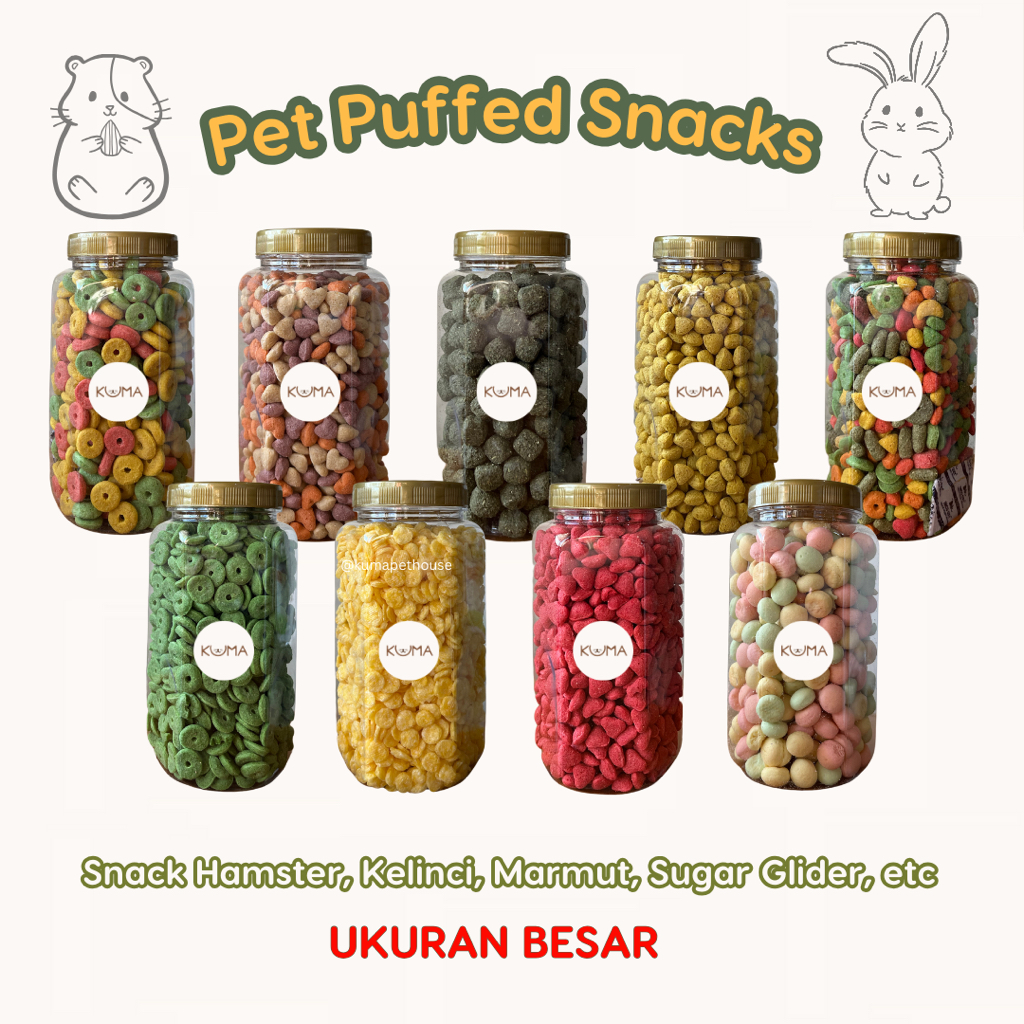 Jual [KUMA] Pet Puffed Grain Snacks Toples BESAR 700 ml | Snack Hamster ...