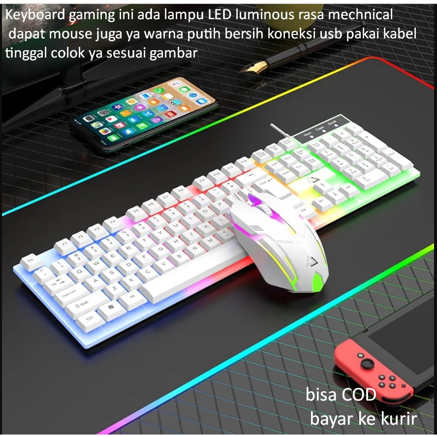 Jual Keyboard gaming ini ada lampu LED luminous rasa mechnical dapat ...