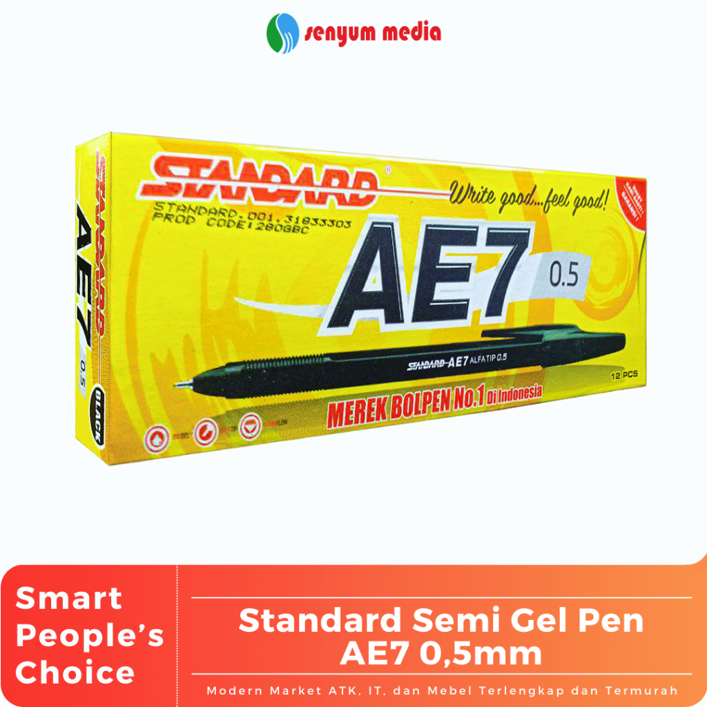 Jual Standard Semi Gel Pen AE7 0,5mm (1 Pack Isi 12 Pcs) (S:DZN) | Shopee Indonesia