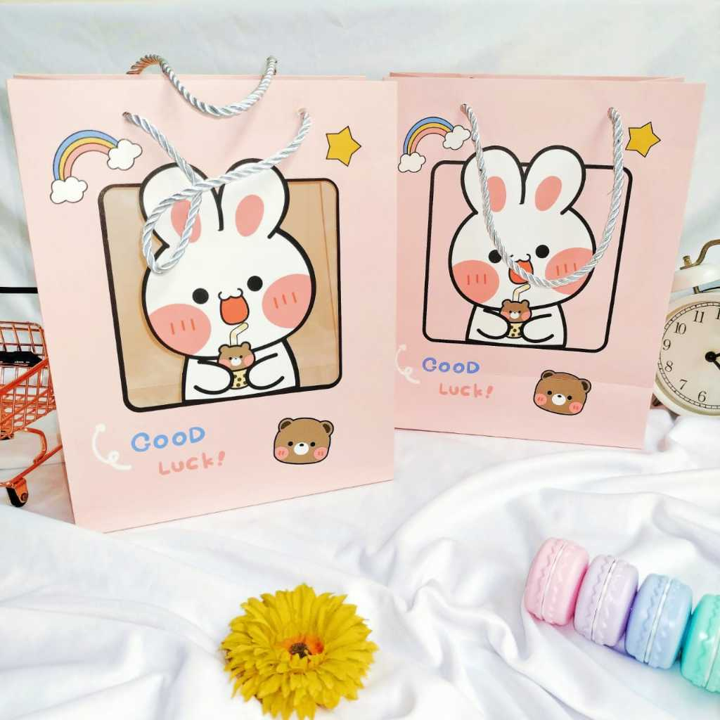 Jual Paper bag Teddy Bear & Rabbit Cute Lucu ukuran 22x15x7 CM Harga ...