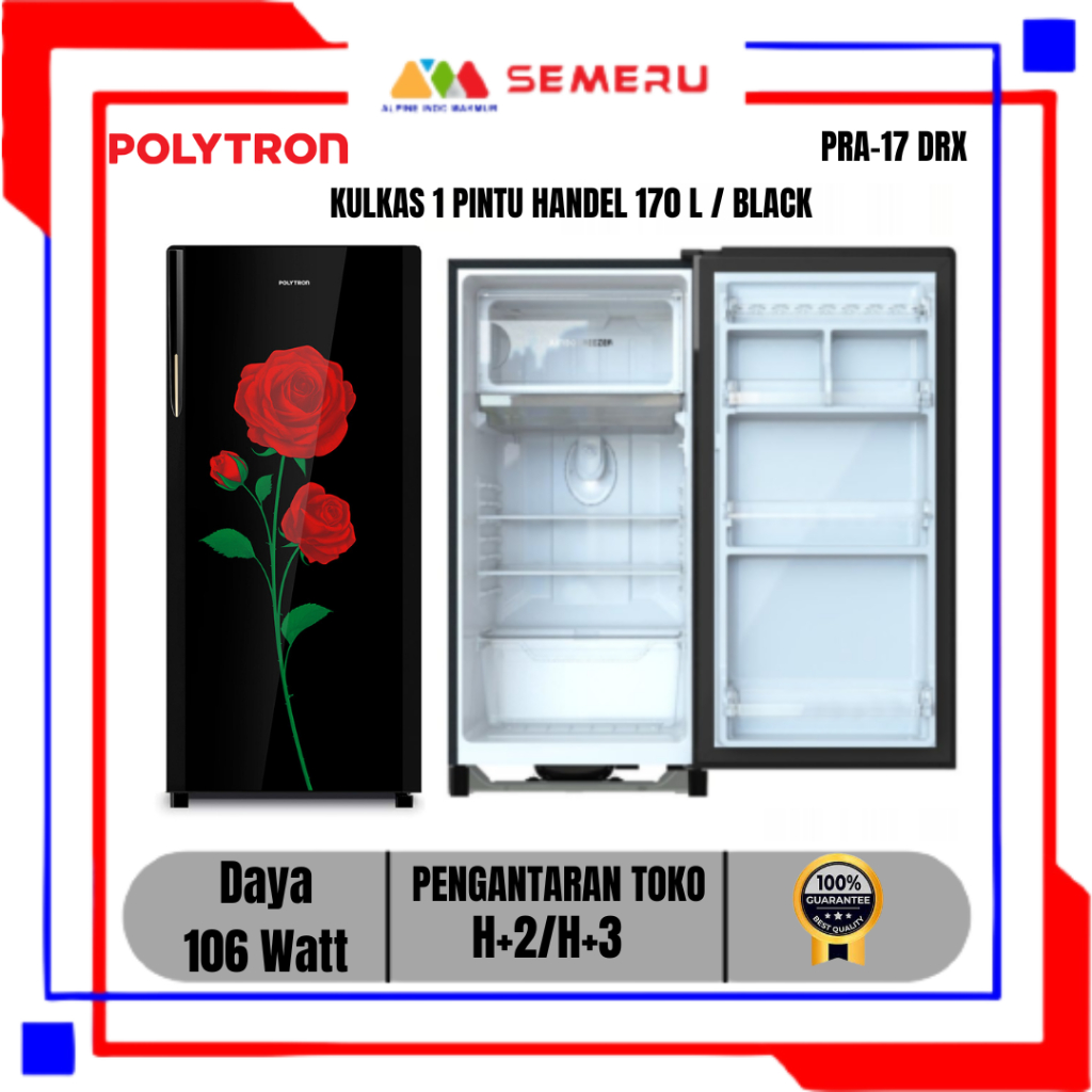 Jual POLYTRON KULKAS 1 PINTU HANDEL 170 L / BLACK/GREY/SILVER PRA-17 ...