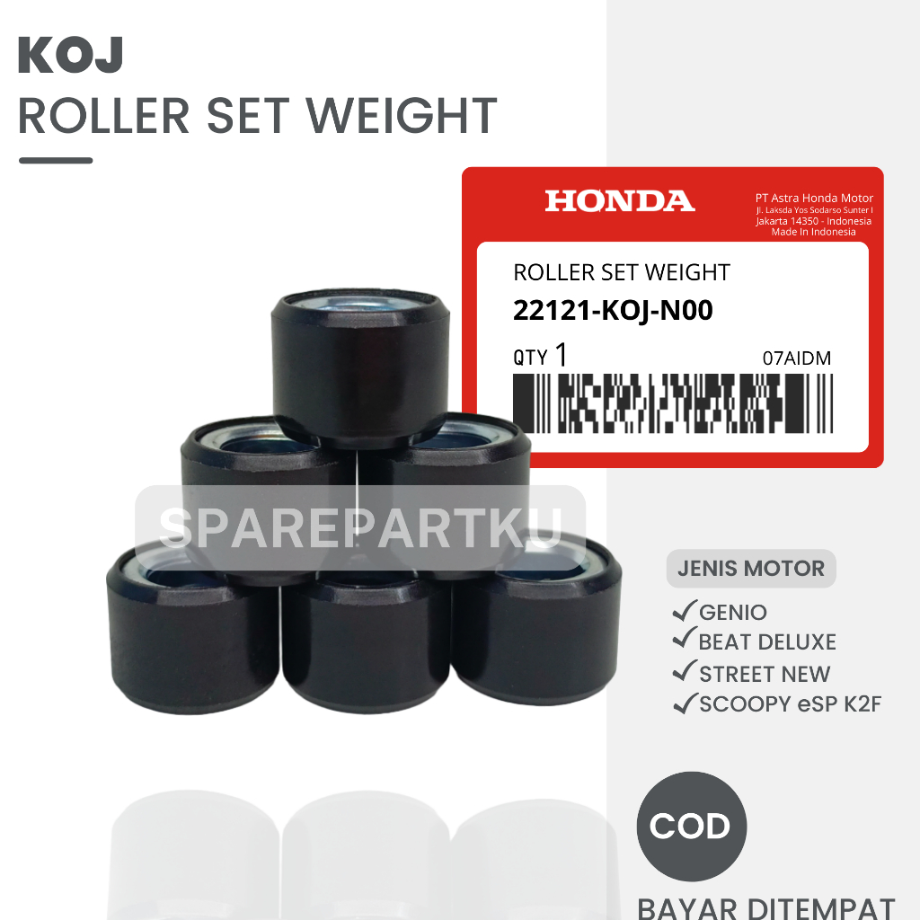 Jual KOJ ROLLER SET GENIO / BEAT STREET NEW 2020 / HONDA BEAT DELUXE / SCOOPY K2F 2021 / ROLLER ...