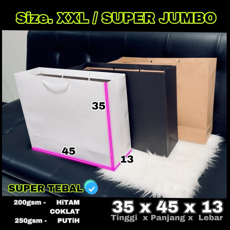 Jual paper bag besar jumbo PUTIH HITAM / tas kertas / paperbag besar ...