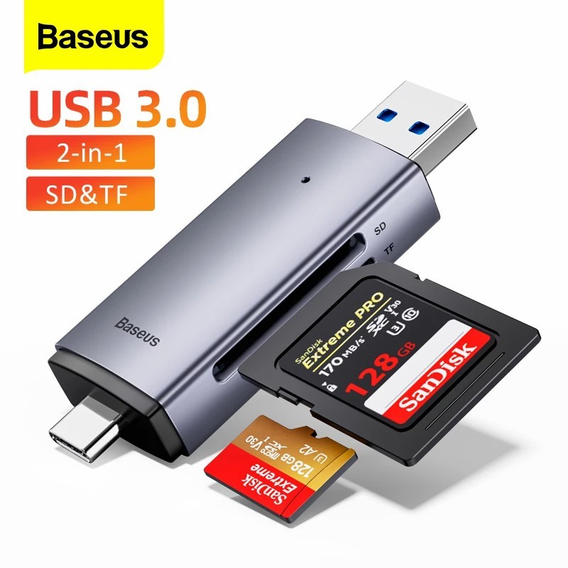 Jual BASEUS CARD READER USB 3.0 TYPE-C TO SD TF HIGH SPEED 2IN1 OTG ...