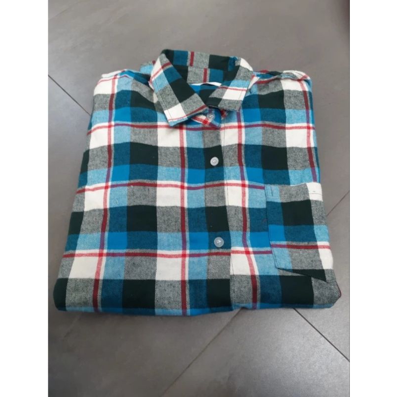Jual Hm blue plaid flannel classic shirt- Kemeja Flanel Klasik Kotak ...