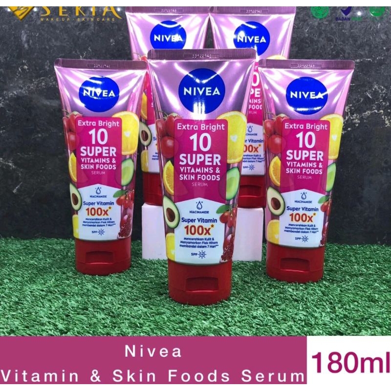Jual Nivea Extra Bright 10 SUPER Vitamins & Skin Foods Serum 180ml ...