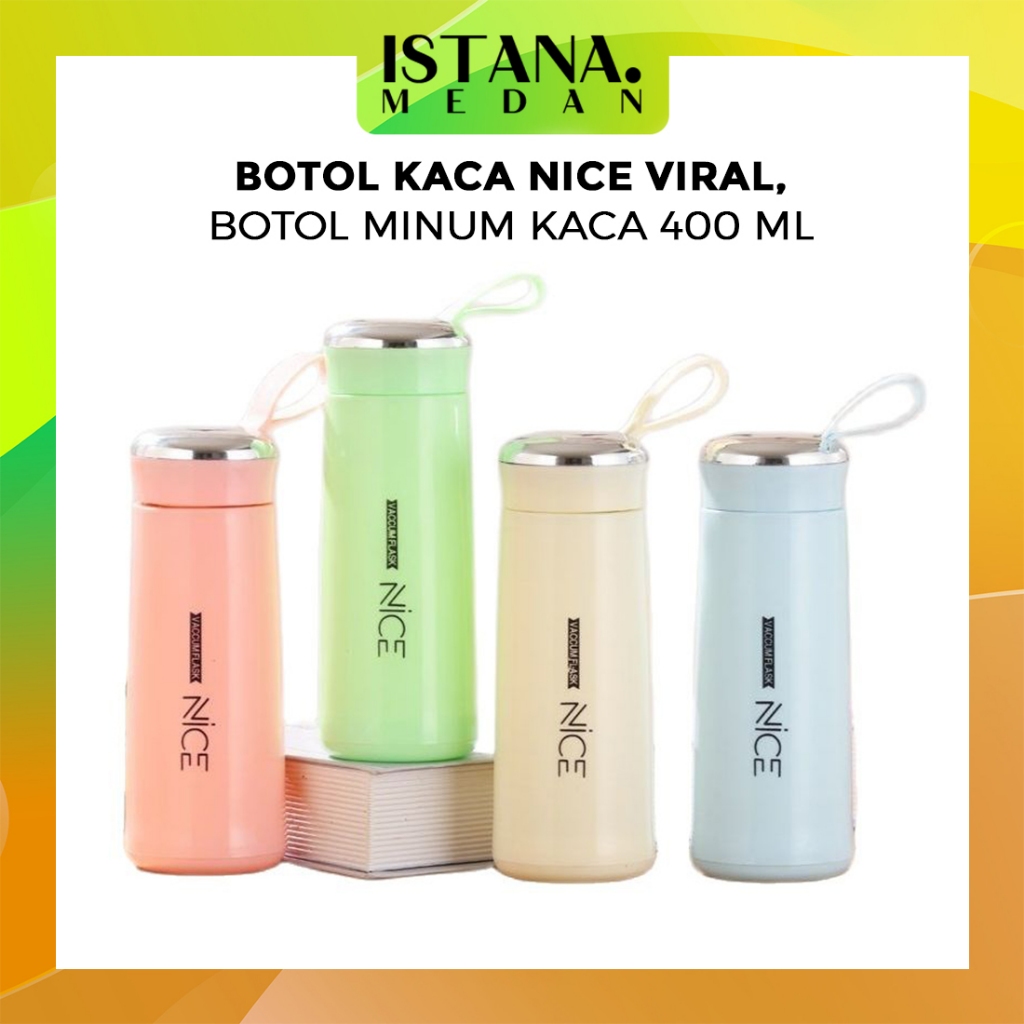 Jual BOTOL KACA NICE VIRAL, BOTOL MINUM KACA 400 ML | Shopee Indonesia