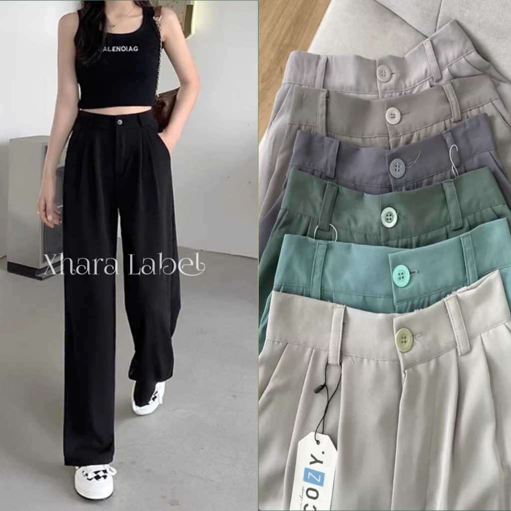 Jual Xhara Label Loose Pants Trousers Kulot Wanita Celana Kulot Panjang ...