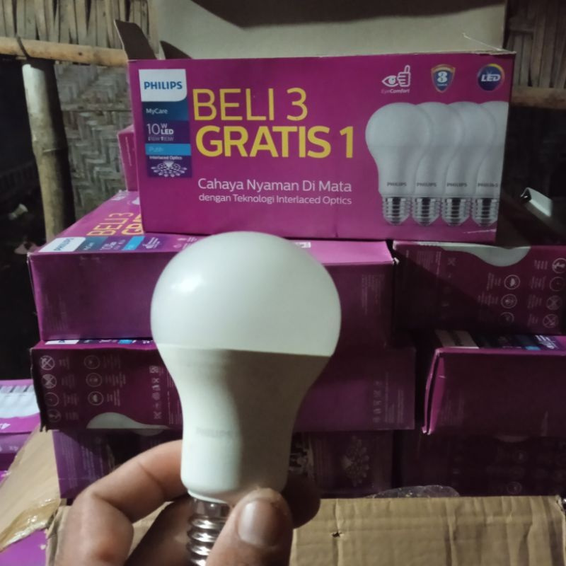 Jual Lampu Led Philips 10 watt 3+1 harga 1 dus isi 4 dus asli Rekondisi | Shopee Indonesia
