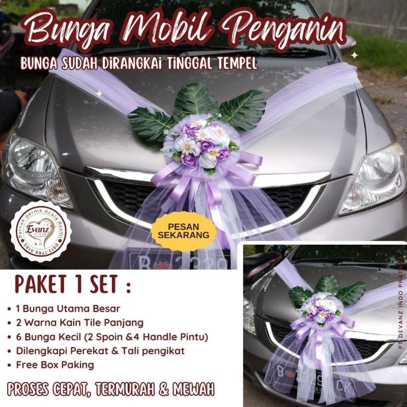 Jual Bunga Hias Mobil Pengantin JB3 siap pakai / Bunga Mobil mewah ...