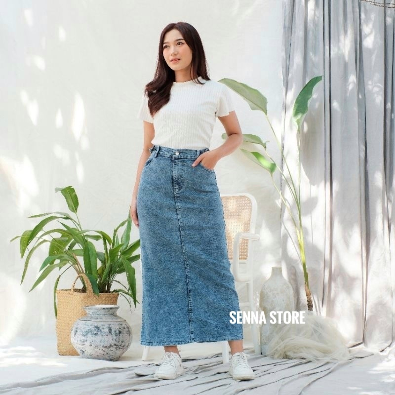 Jual Highwaist Rok Jeans Rok Jeans Skirt Theana | Shopee Indonesia