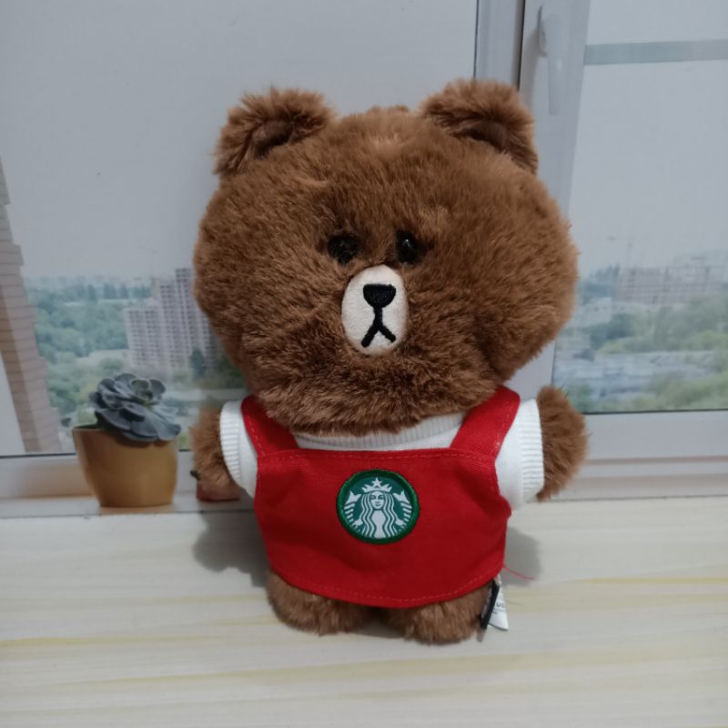 Jual Boneka Brown Starbucks Apron Merah Original Line Friends X ...
