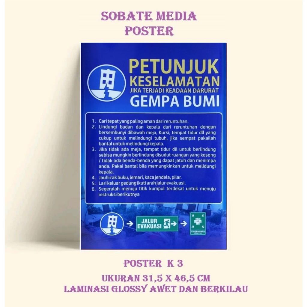 Jual Poster Petunjuk Keselamatan Gempa Bumi | Poster K3 | Shopee Indonesia