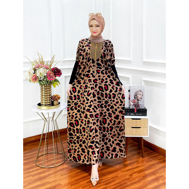 Jual GAMIS KAFTAN LEOPARD RENDA RESLETING DEPAN // GAMIS KAFTAN SULTAN ...